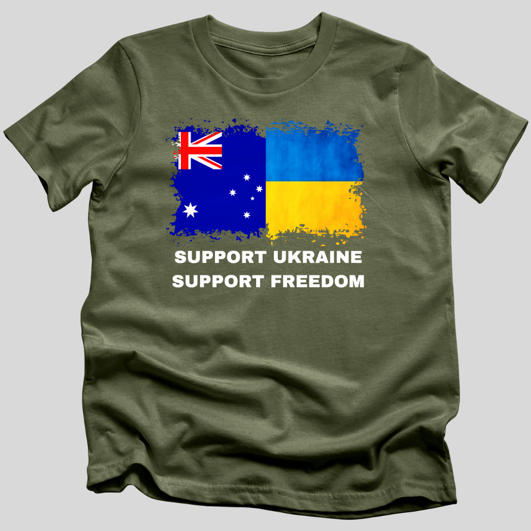 Support Ukraine, Support Freedom (Australia) T-Shirt | Ukrainian Apparel